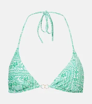Melissa Odabash Melissa Odabash Costa Printed Halterneck Bikini Top Green