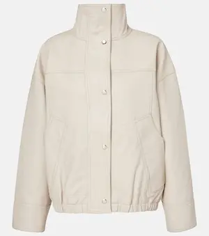 RÓHE Leather Bomber Jacket - White