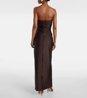 ADRIANA DEGREAS Waves Strapless Maxi Dress