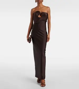 ADRIANA DEGREAS Waves Strapless Maxi Dress