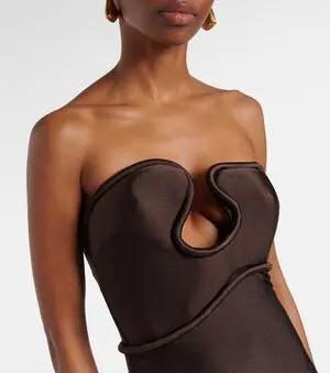ADRIANA DEGREAS Waves Strapless Maxi Dress
