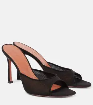 Amina Muaddi Alexa 95 Mesh Mules - Black