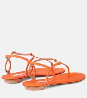 AQUAZZURA Almost Bare Raffia-effect Sandals