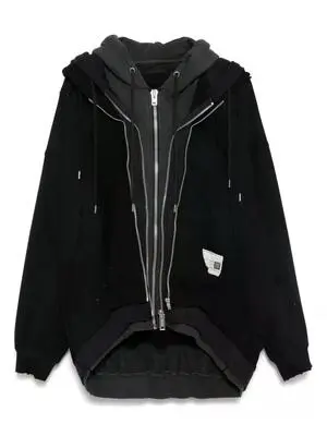 Mihara Yasuhiro Layered Zip-Up Hoodie - Black | Editorialist