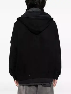 Mihara Yasuhiro Layered Zip-Up Hoodie - Black | Editorialist