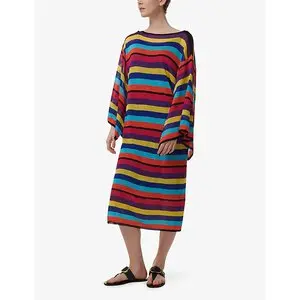 LEEM Stripe-print Knitted Maxi Kaftan