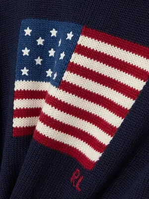 Polo Ralph Lauren Flag Intarsia Cotton Sweater - Blue