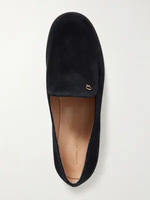 GIANVITO ROSSI Embellished Suede Loafers - Blue