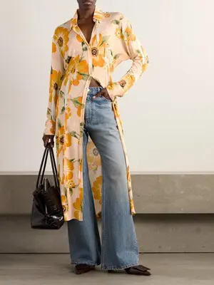 Acne Studios Floral-print Jersey Midi Shirt Dress