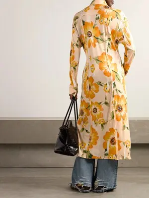 Acne Studios Floral-print Jersey Midi Shirt Dress