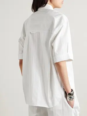Maria Mcmanus Oversized Striped Organic Cotton-jacquard Shirt
