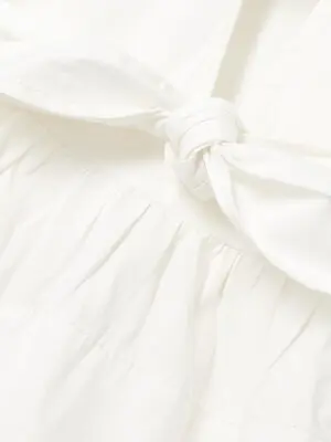 GANNI Belted Tie-detailed Cotton-blend Poplin Blouse - White