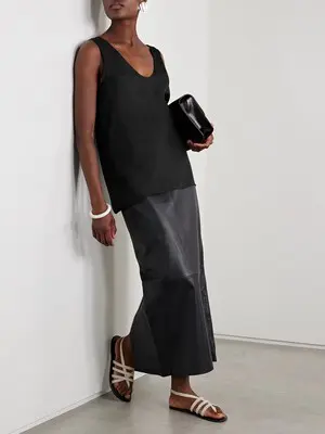 Another Tomorrow Silk-twill Tank - Black