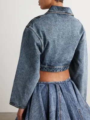 Alaïa Cropped Asymmetric Denim Jacket