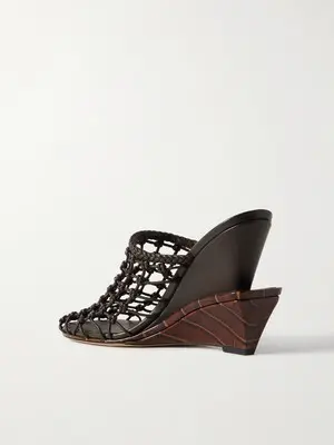 Jacquemus Double Tressées Knotted Leather Wedge Mules - Brown