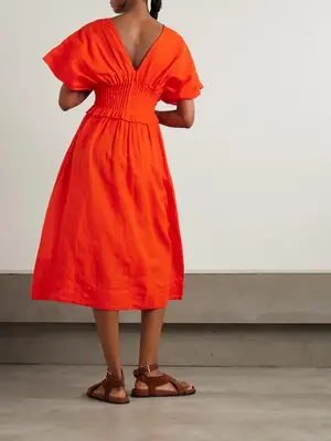 Sea Zora Pleated Ramie Midi Dress