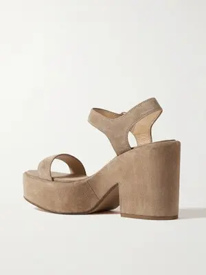 Gabriela Hearst Iman Suede Platform Sandals - Neutrals
