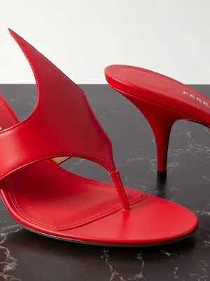 FERRAGAMO Lyrai Leather Mules - Red