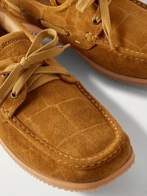 Jacquemus Batto Croc-effect Suede Loafers - Brown