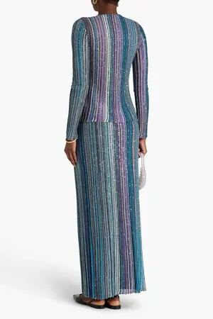 Missoni Sequin-embellished Striped Ribbed-knit Sweater - Violet