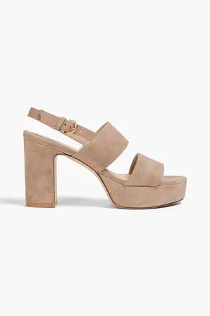 STUART WEITZMAN Ono Suede Slingback Platform Sandals - Beige