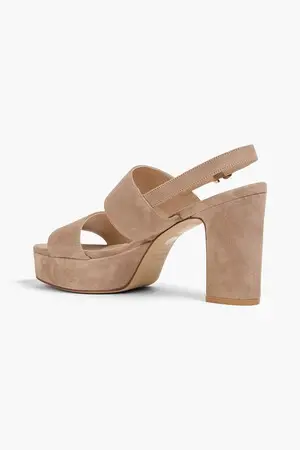 STUART WEITZMAN Ono Suede Slingback Platform Sandals - Beige