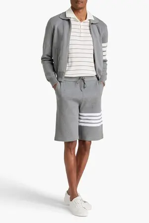 Thom Browne Striped Cotton Waffle-knit Shorts - Gray
