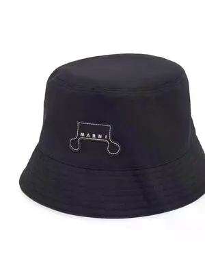 Marni Gabardine Bucket Hat With Trunkaroo Patch - Blue