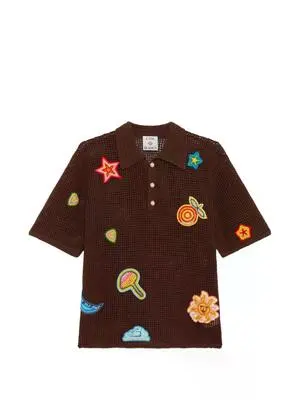 Casablanca Crochet-knit Polo Shirt - Brown