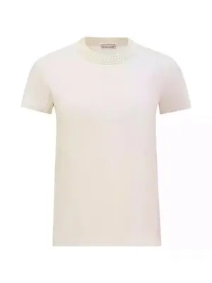 Moncler Crochet-detail Cotton T-shirt - White