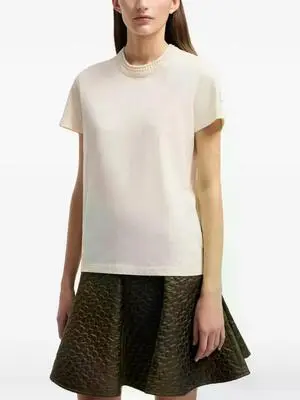 Moncler Crochet-detail Cotton T-shirt - White