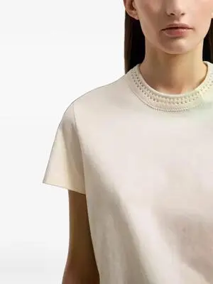 Moncler Crochet-detail Cotton T-shirt - White