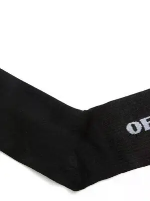 Off-White Intarsia-knit Logo Socks - Black