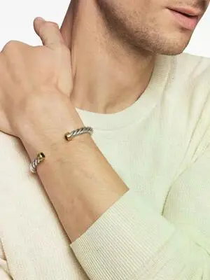 David Yurman 18k Yellow Gold And Black Onyx Cable Bracelet