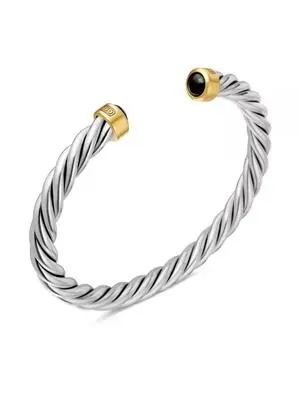 David Yurman 18k Yellow Gold And Black Onyx Cable Bracelet