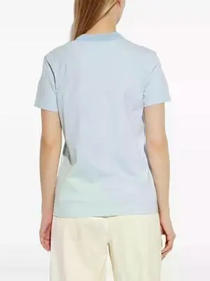 Moncler Crochet-detail Cotton T-shirt - Blue