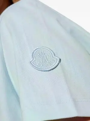 Moncler Crochet-detail Cotton T-shirt - Blue