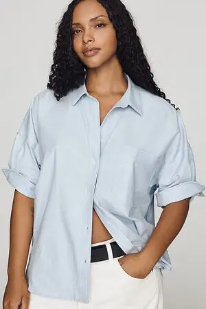 Maeve Mabel Boxy Oxford Shirt Top - Blue
