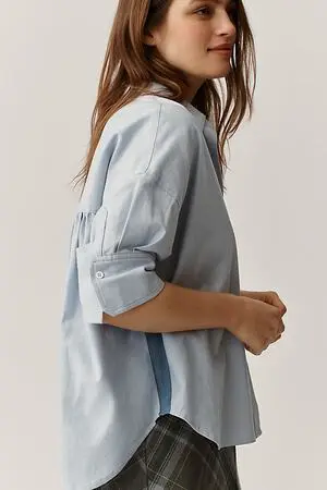 Maeve Mabel Boxy Oxford Shirt Top - Blue