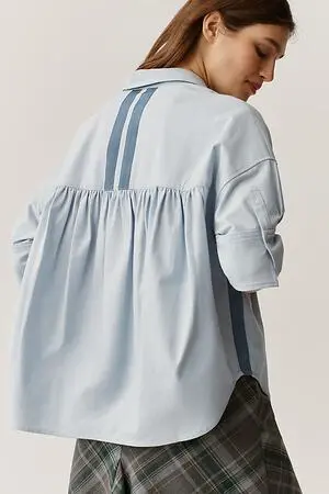 Maeve Mabel Boxy Oxford Shirt Top - Blue