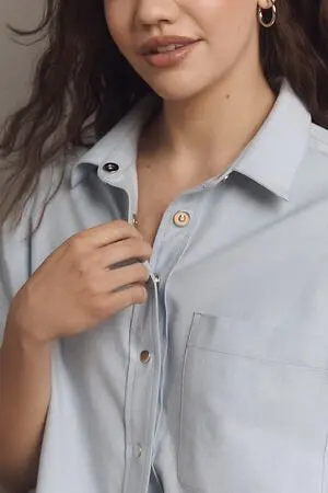 Maeve Mabel Boxy Oxford Shirt Top - Blue