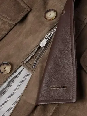 Brunello Cucinelli Belted Suede Field Jacket - Brown