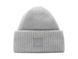 Acne Studios Large Face Logo Beanie - Light Grey Melange