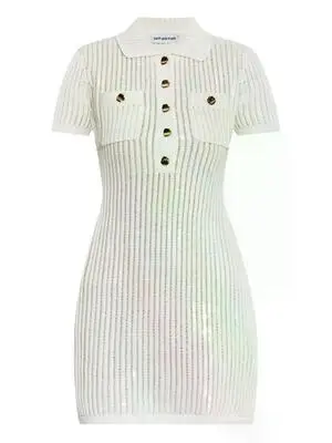 SELF-PORTRAIT Cotton-blend Knitted Mini Dress