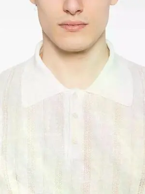 ROBERTO COLLINA Striped Polo Shirt - White
