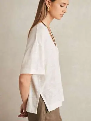 REISS Ember Linen T-shirt
