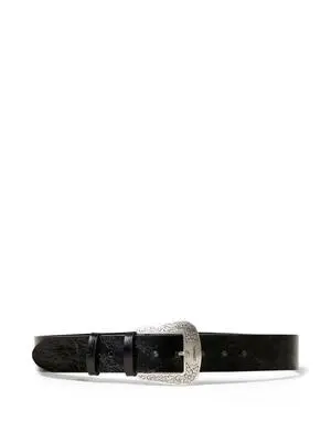 TWINSET Cracked-effect Leather Belt - Black