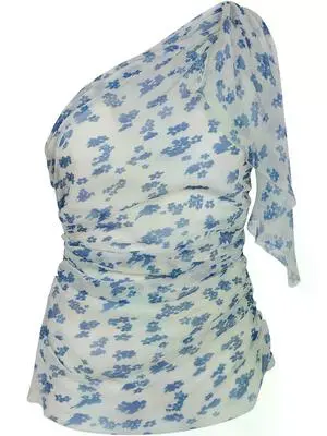 Victoria Beckham Floral-print One-shoulder Top - Blue