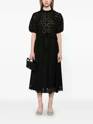 TWINSET Broderie Anglaise Blouse - Black