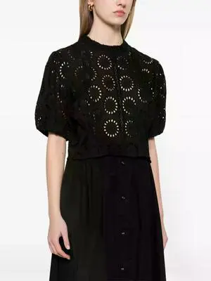 TWINSET Broderie Anglaise Blouse - Black